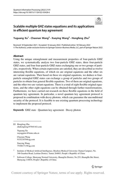 Scalable Multiple Ghz States Equations And Its Applications In