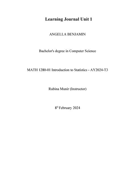 Learning Journal Unit Of Courses Frequency Relative Frequency Cumulative Relative