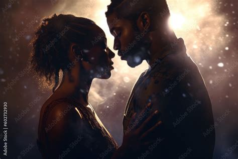 The Power Of A Passionate Kiss Sexy Beautiful African Woman Kissing