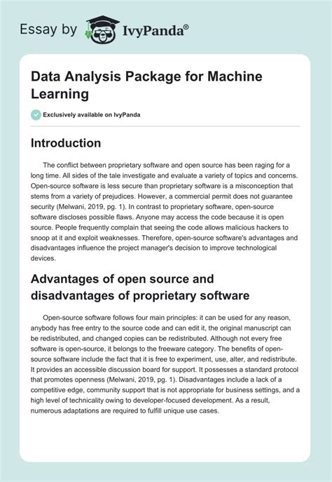 data analysis package for machine learning 2146 words report example