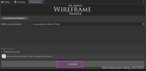 Unity Wireframe Shader 线框材质使用教程the Amazing Wireframe Shader Csdn博客