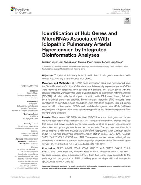 Pdf Identification Of Hub Genes And Micrornas Associated With