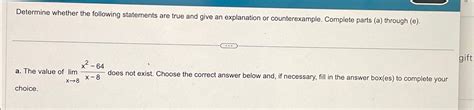 Solved Determine Whether The Following Statements Are True Chegg