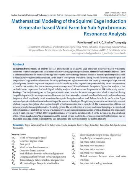 01 Mathematical Modeling Of The Squirrel Cage Induction Generator