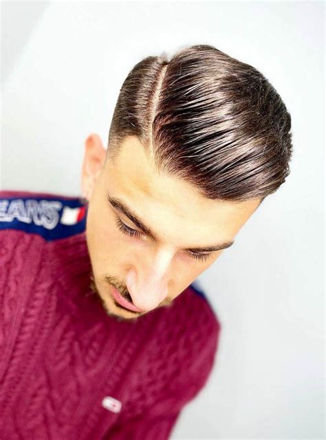 Slicked Back Hair Men Short Sides