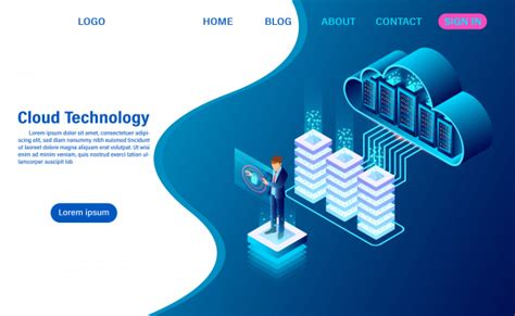 Modern Cloud Technology And Networking Concept Online Computing