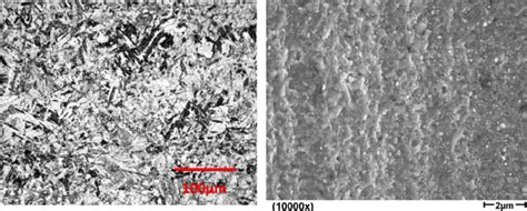 Lom Microstructure Image Left And Sem Surface Image Right Of Base