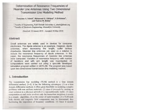 Pdf Determination Of Resonance Frequencies Of Meander Line Antennas Using Two Dimensional
