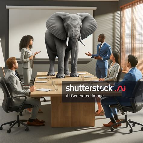 Business People Addressing Elephant Room During Ai Generated Image