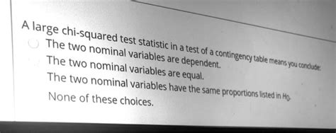 Solved Large Chi Squared Test Two Statistic Nominal Variables In A