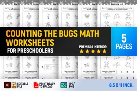 Counting The Bugs Math Worksheets Graphic By Interior Creative