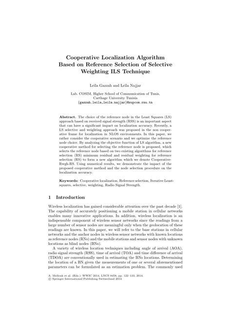 pdf cooperative localization algorithm based on reference selection