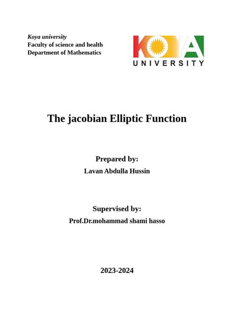 Jacobian Elliptic Function Pdf Function Mathematics Integral