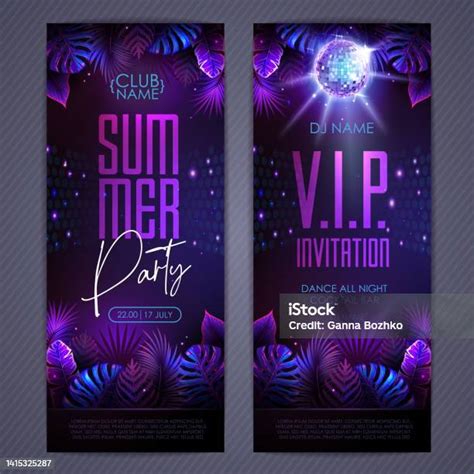 형광 열대 잎과 디스코 볼이있는 여름 열대 디스코 파티 포스터 초대장 디자인 여름 배경 벡터 일러스트 레이 션 나이트클럽에 대한