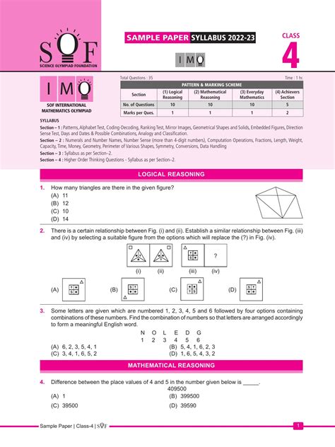 Soft Imo Sample Paper For Class 4 Indcareer Schools