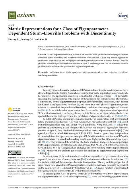 Pdf Matrix Representations For A Class Of Eigenparameter Dependent