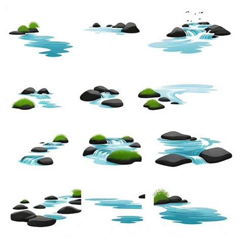stream vector set white background isolated a high quality premium ai