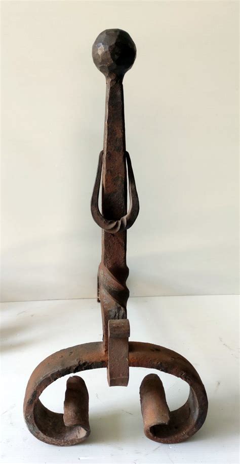 Proantic Pair Of Cast Iron Andirons For Nineteenth Fireplace