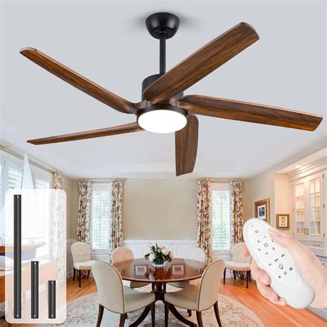 52 Inch Modern Farmhouse Ceiling Fan With Light Remote 5 Blade Wood