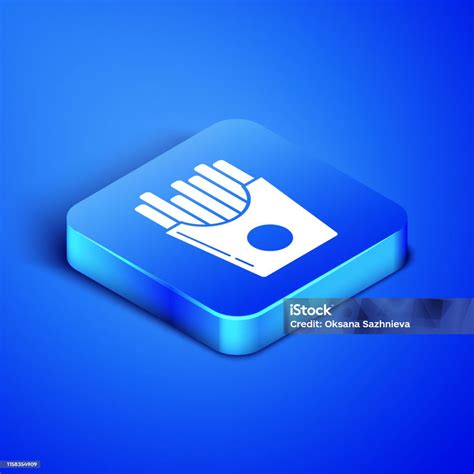 이색 감자 감자 는 파란색 배경에 격리 판지 패키지 상자 아이콘에 감자 튀김 패스트 푸드 메뉴 파란색 사각형 버튼입니다 벡터 일러스트레이션 감자 요리에 대한 스톡 벡터 아트