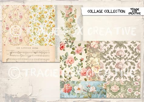 Vintage Ephemera Collage Kit Digital Scrapbook Papers Digital