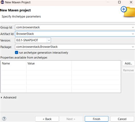 how to create maven project in eclipse browserstack