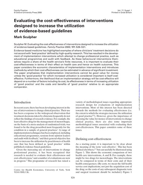 Pdf Evaluating The Cost Effectiveness Of Interventions Designed To Increase The Utilization Of