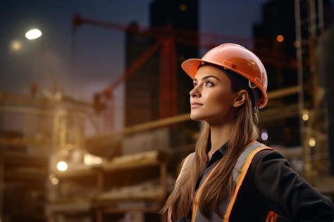 Premium Photo Portrait Of A Female Engineer On The Background Of The