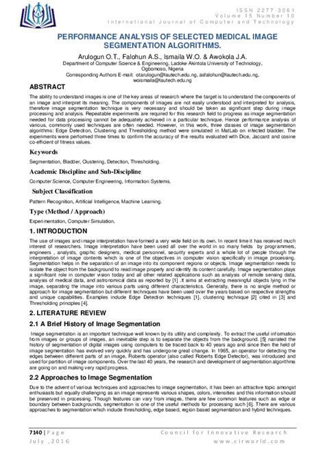 Pdf Performance Analysis Of Selected Medical Image Segmentation Algorithms