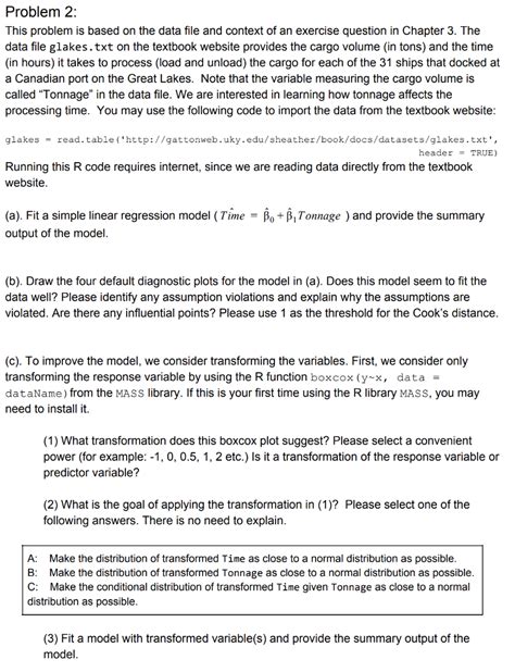 Problem This Problem Is Based On The Data File And Chegg Com