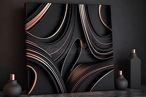 Black And Gold Abstract Background With Geometric Shapes 3d Rendering Stock Illustration