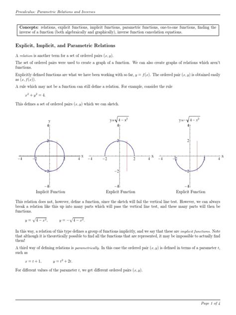 Explicit Implicit And Parametric Relations Pdf Function Mathematics Mathematical Logic