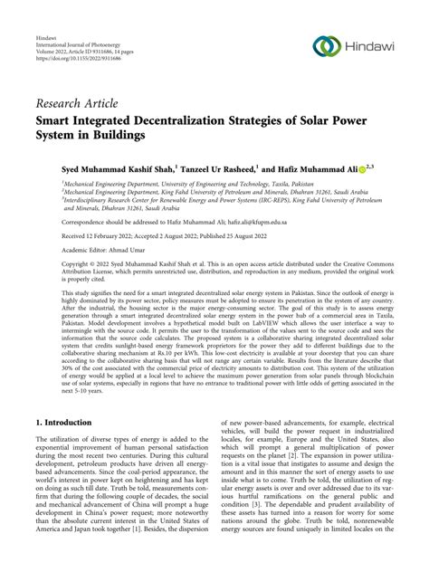 Pdf Smart Integrated Decentralization Strategies Of Solar Power System In Buildings