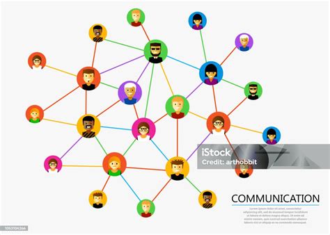 Skema Jejaring Sosial Abstrak Yang Berisi Ikon Orang Yang Terhubung Satu Sama Lain Ilustrasi