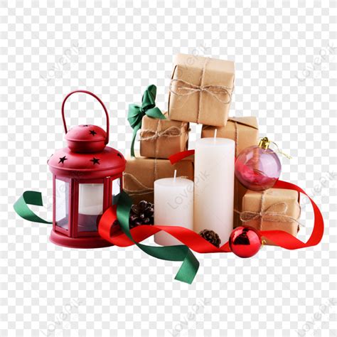 빨간 매달려 조명과 리본 크리스마스 장식 상자사격생신 Png 일러스트 무료 다운로드 Lovepik
