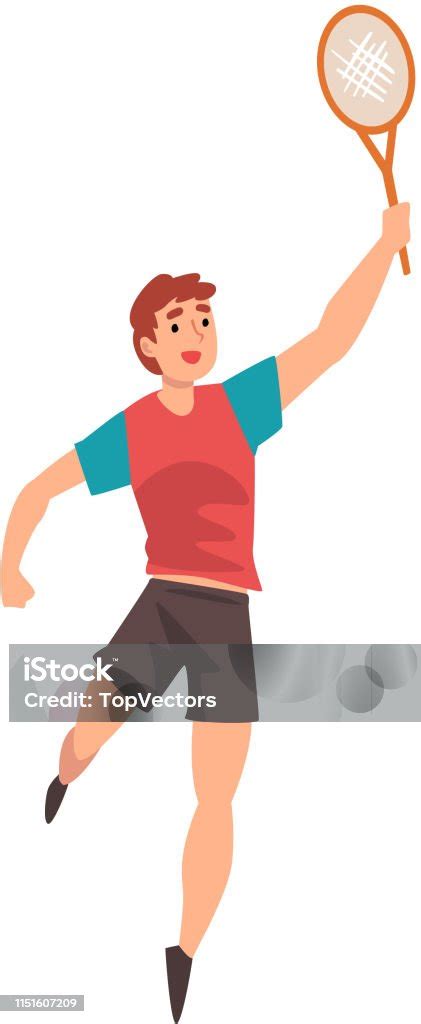 테니스 선수 남성 전문 스포츠맨 캐릭터 착용 스포츠 균일 벡터 일러스트 레이 션 건강한 생활방식에 대한 스톡 벡터 아트 및 기타