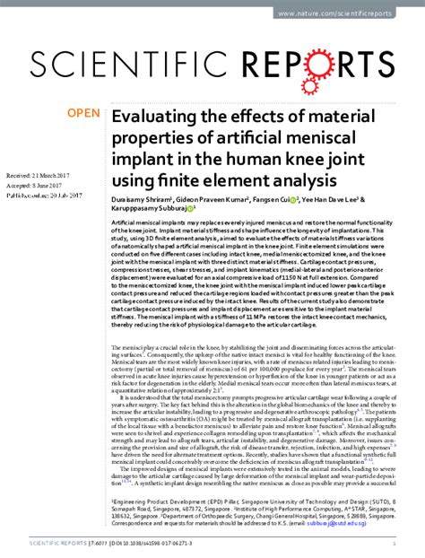 Pdf Evaluating The Effects Of Material Properties Of Artificial