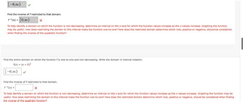 solved find the inverse of f restricted to that domain