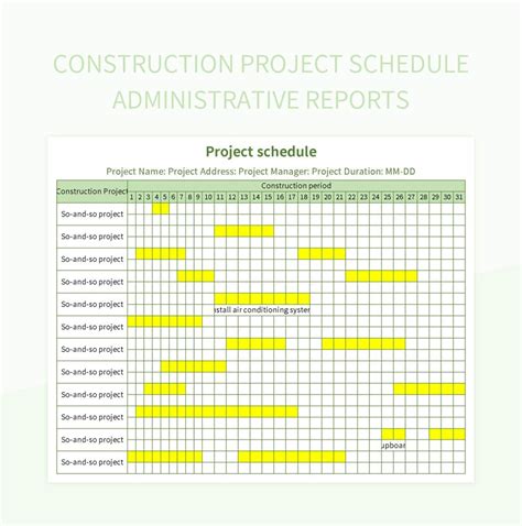 Construction Project Schedule Administrative Reports Excel Template And Google Sheets File For