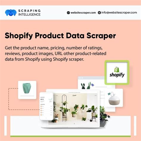 The Shopify Product Data Scaper Is Displayed On A Pink Background With