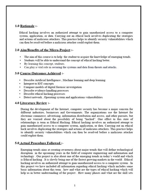 ethical hacking micro project pdf security hacker white hat