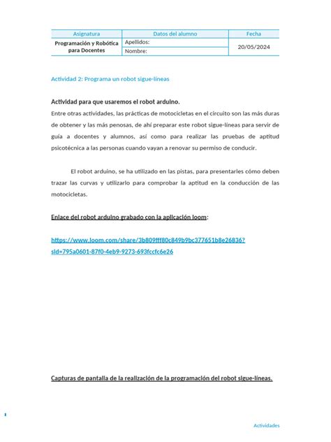 actividad 2 1 programación robot siguelineas arduino pdf