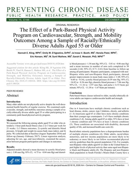 Pdf The Effect Of A Park Based Physical Activity Program On