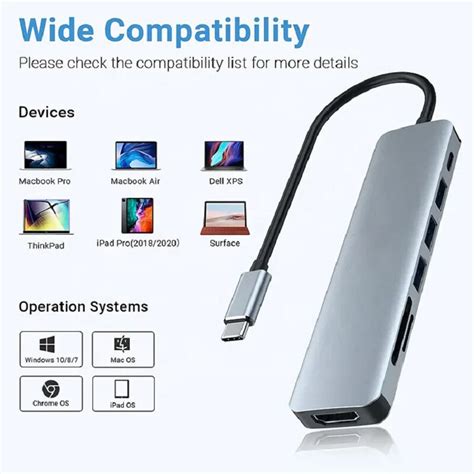 Хъб Usb Type C 7 в 2 Axeloni ® мултипорт 2 X Usb 2 0 1 X Usb 3 0 5gbps Hdmi 4k 30hz четец
