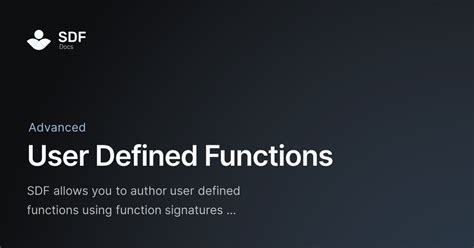 user defined functions sdf