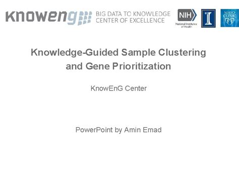 knowledgeguided sample clustering and gene prioritization know en