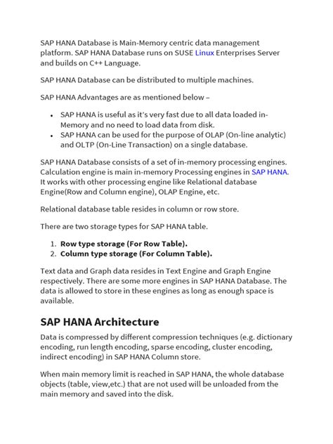 Sap Hana Database Download Free Pdf Databases Computer Data Storage