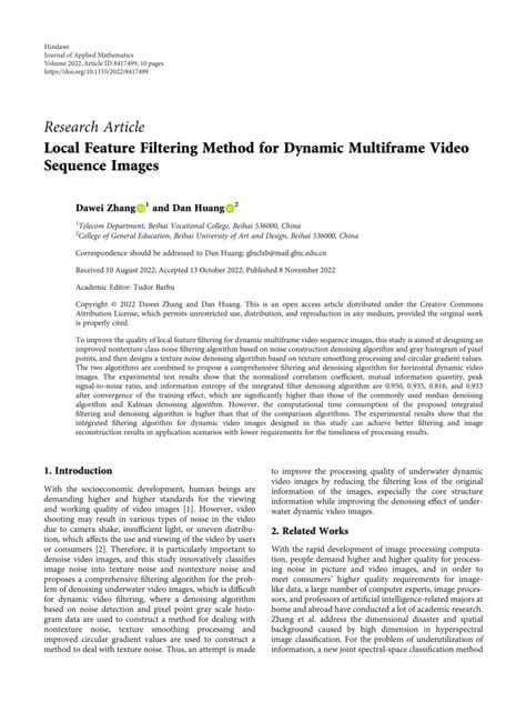 Pdf Local Feature Filtering Method For Dynamic Multiframe Video