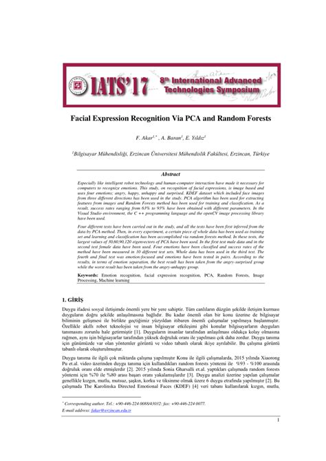 PDF Facial Expression Recognition Via PCA And Random Forests