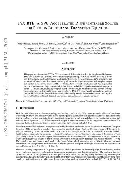 Pdf Jax Bte A Gpu Accelerated Differentiable Solver For Phonon